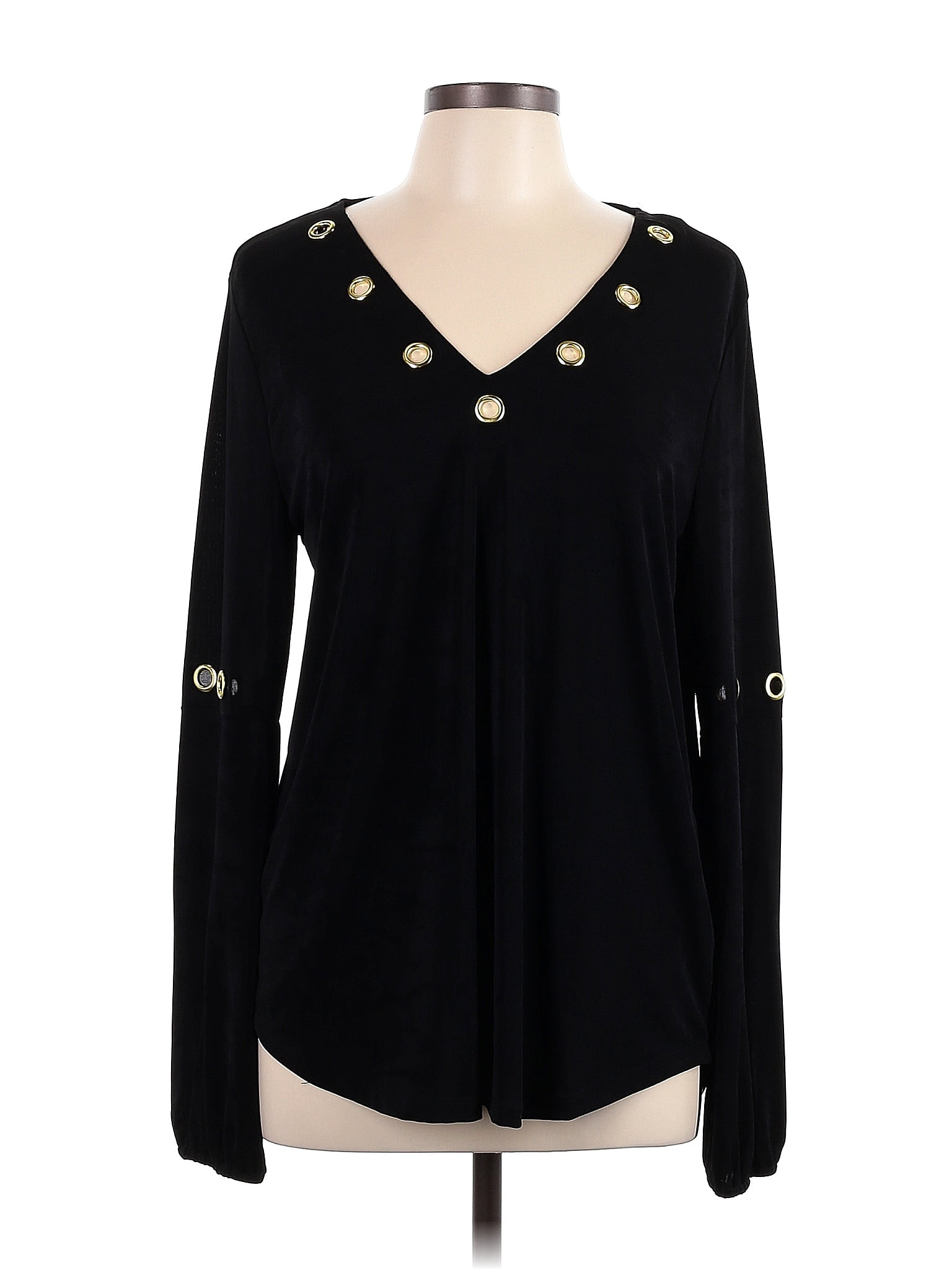 Michael Michael Kors Solid Black Long Sleeve Top Size L 68 Off Thredup