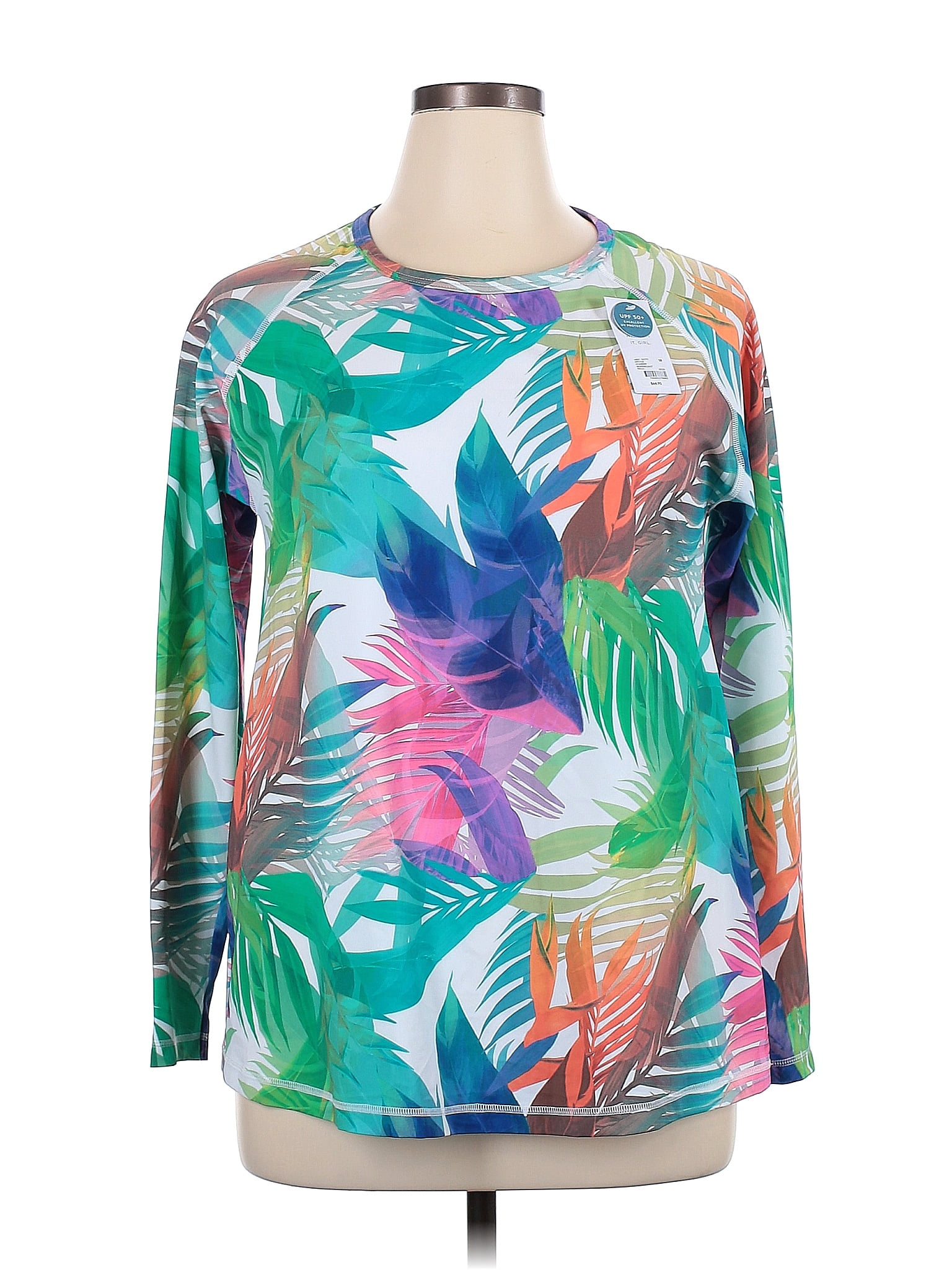 Swim By Cacique Tropical Green Rash Guard Size 18 Plus 56 Off