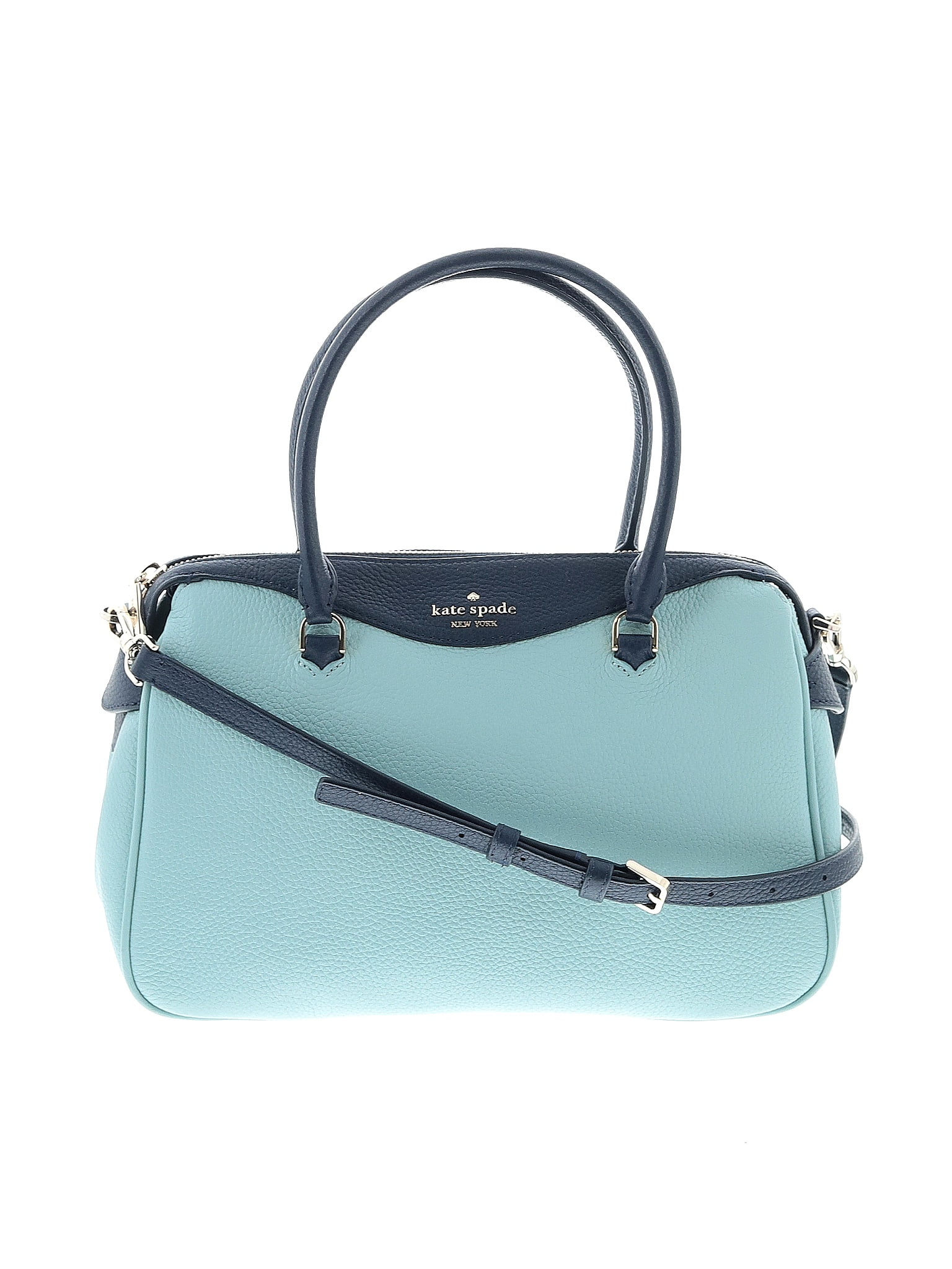 Kate Spade New York Color Block Solid Blue Teal Leather Satchel One ...
