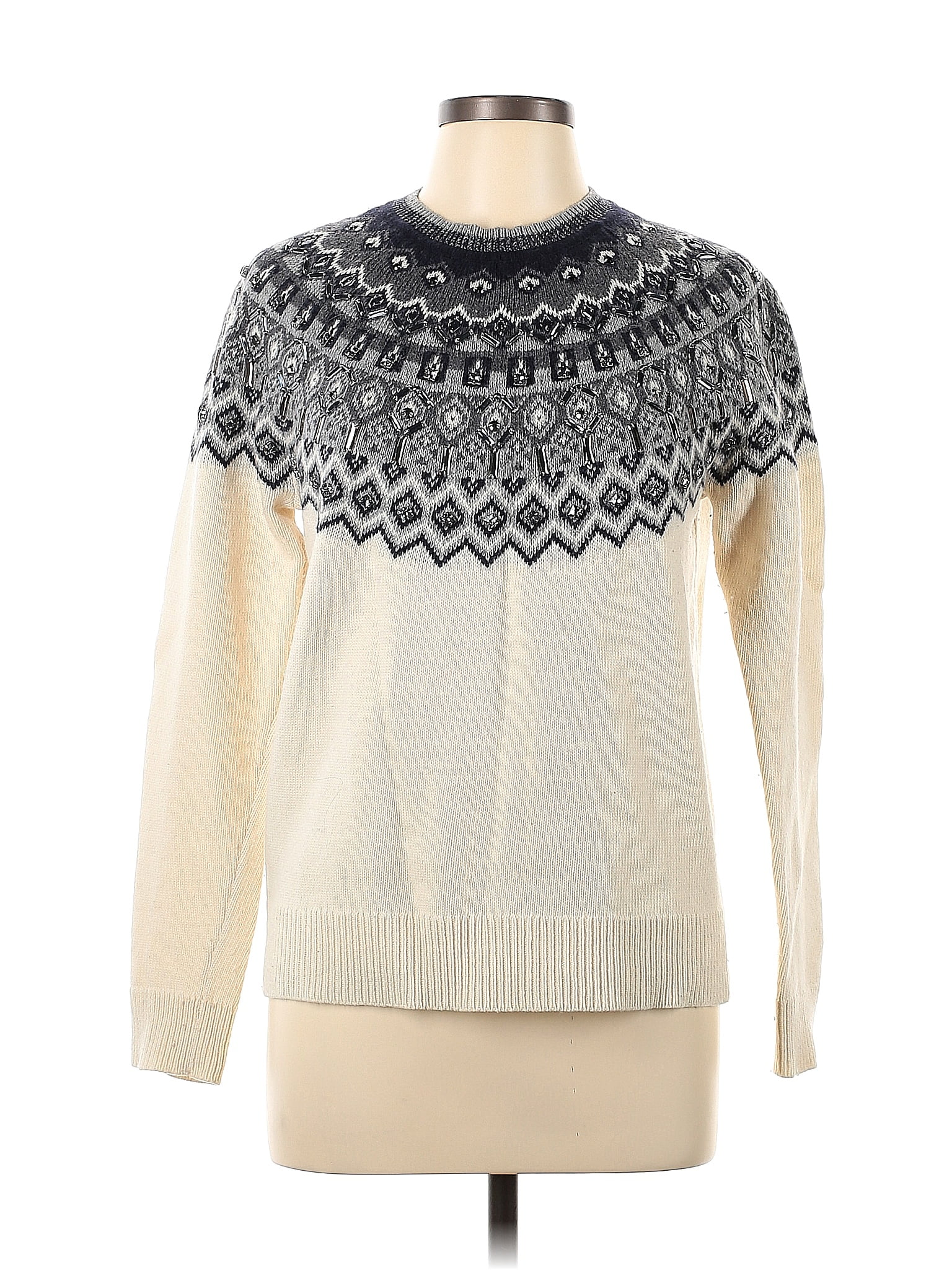 Ann Taylor Color Block Ivory Pullover Sweater Size L - 72% off | ThredUp