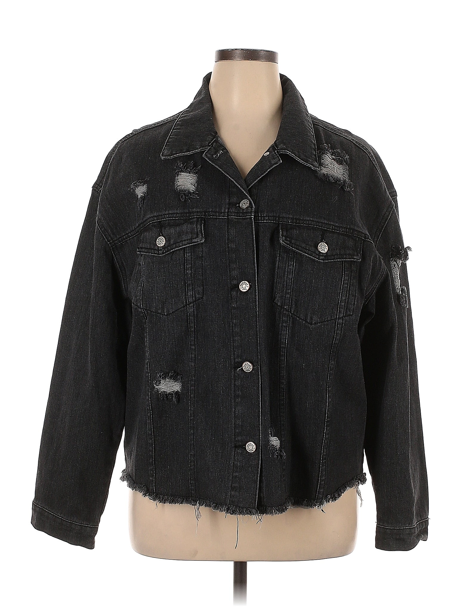White Birch Solid Black Denim Jacket Size XL - 45% off | thredUP
