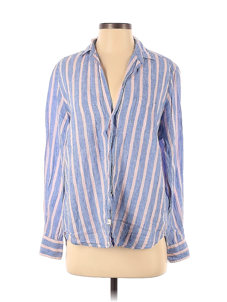Frank & Eileen 100% Linen Stripes Blue Long Sleeve Button-Down Shirt Size XS - 76% off | thredUP