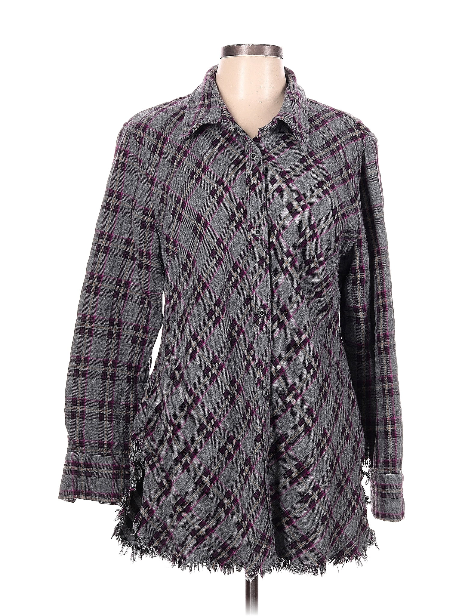 CAbi Plaid Gray Long Sleeve Button-Down Shirt Size L - 67% off | thredUP