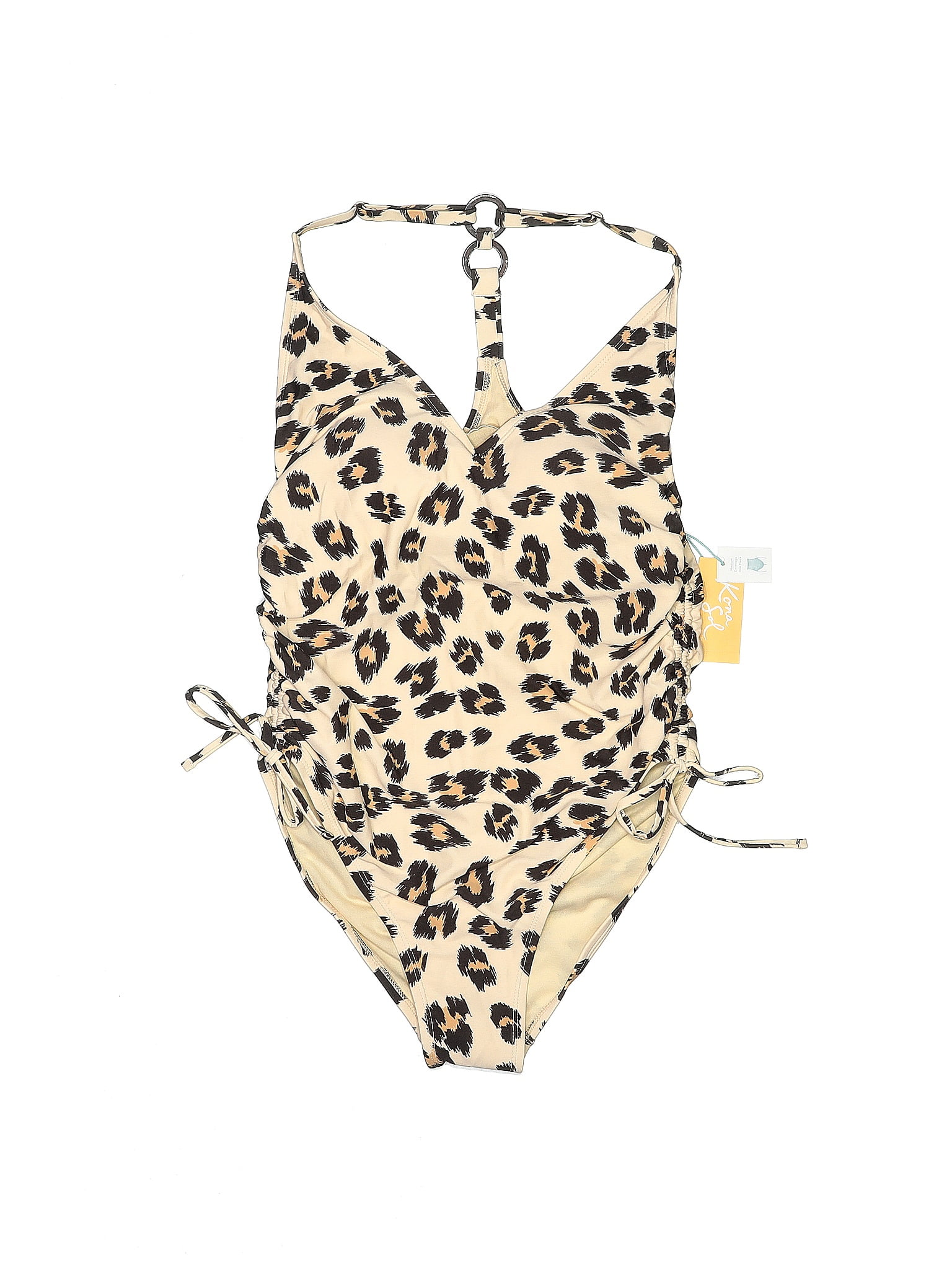 Kona Sol 100% Recycled Plastic Leopard Print Multi Color Tan One Piece ...