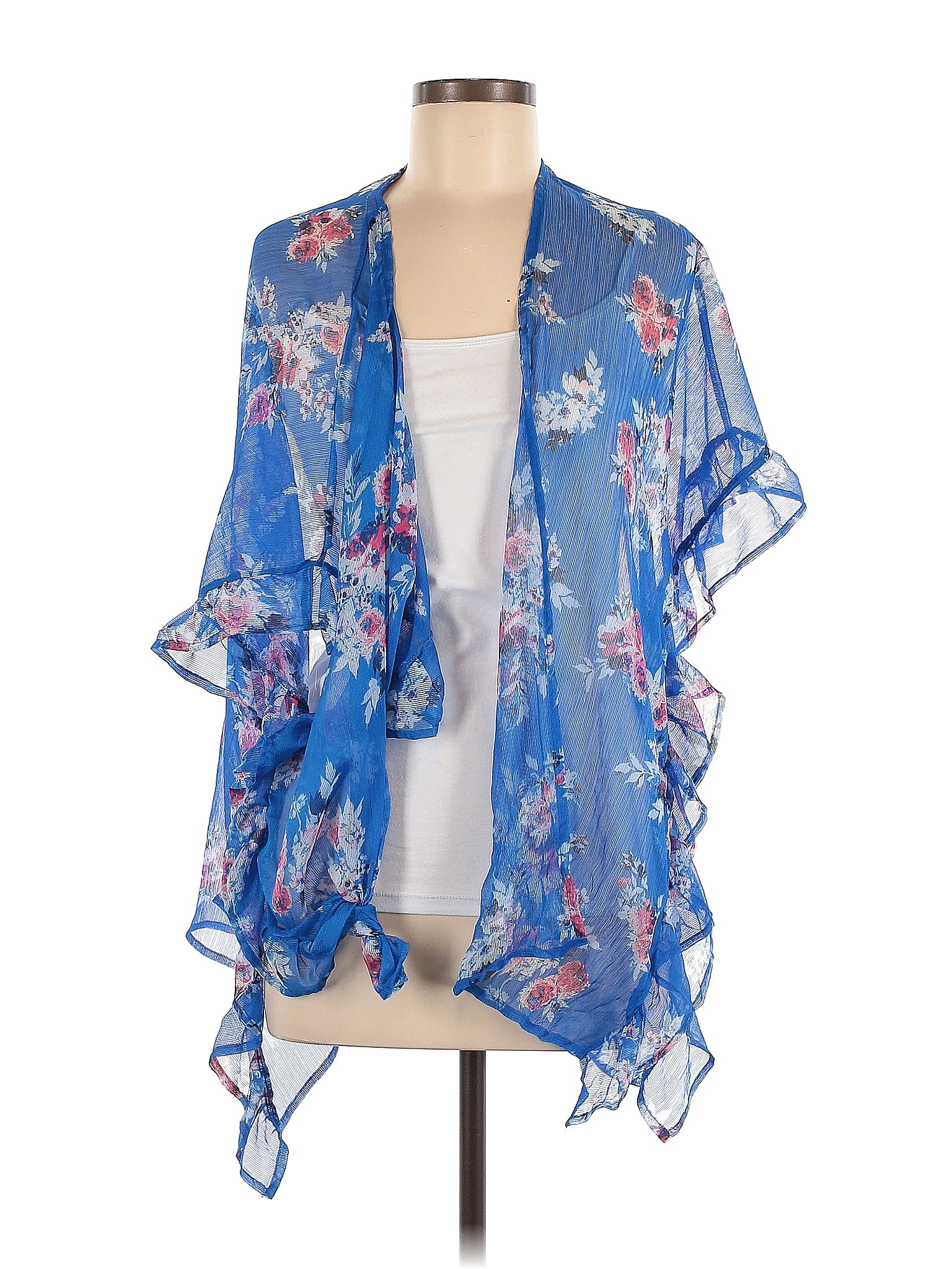 Rewind Floral Blue Kimono Size M - 52% off | thredUP
