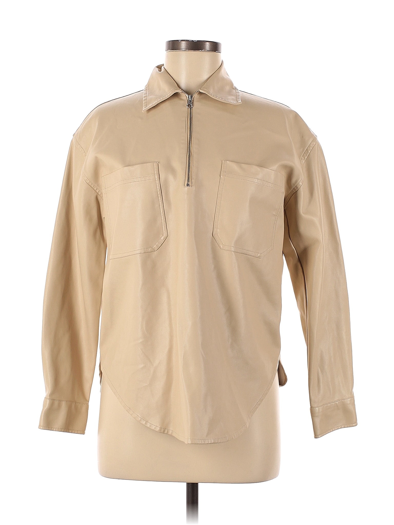 Saylor Solid Tan Remi Faux Leather Top Size XS - 75% off | thredUP
