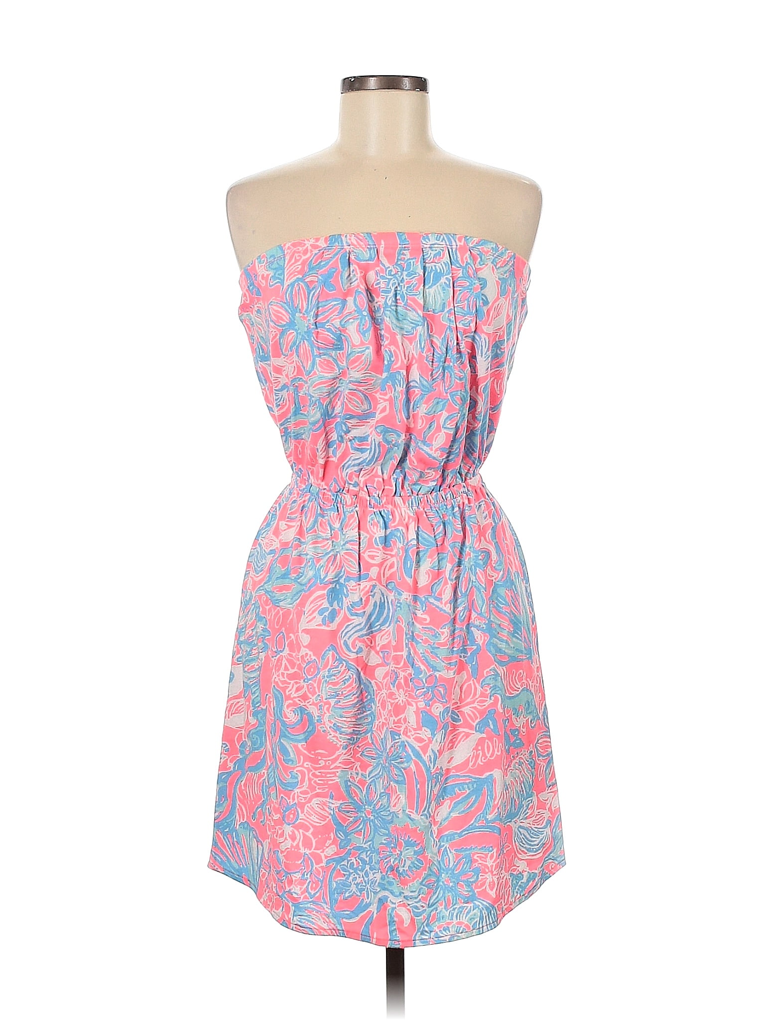 Lilly Pulitzer 100 Cotton Multi Color Pink Casual Dress Size M 60
