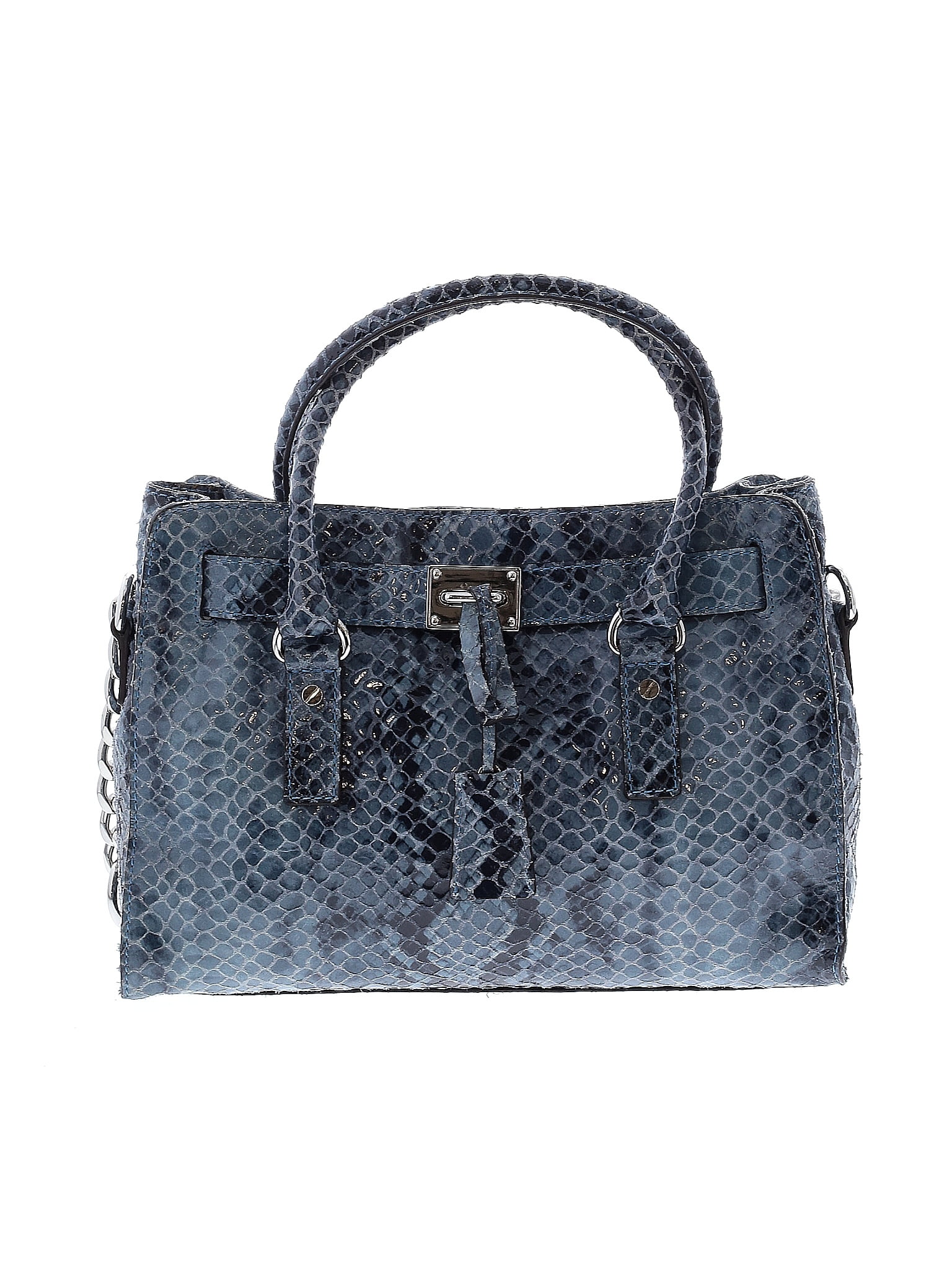 MICHAEL Michael Kors 100% Leather Snake Print Blue Leather Satchel One ...