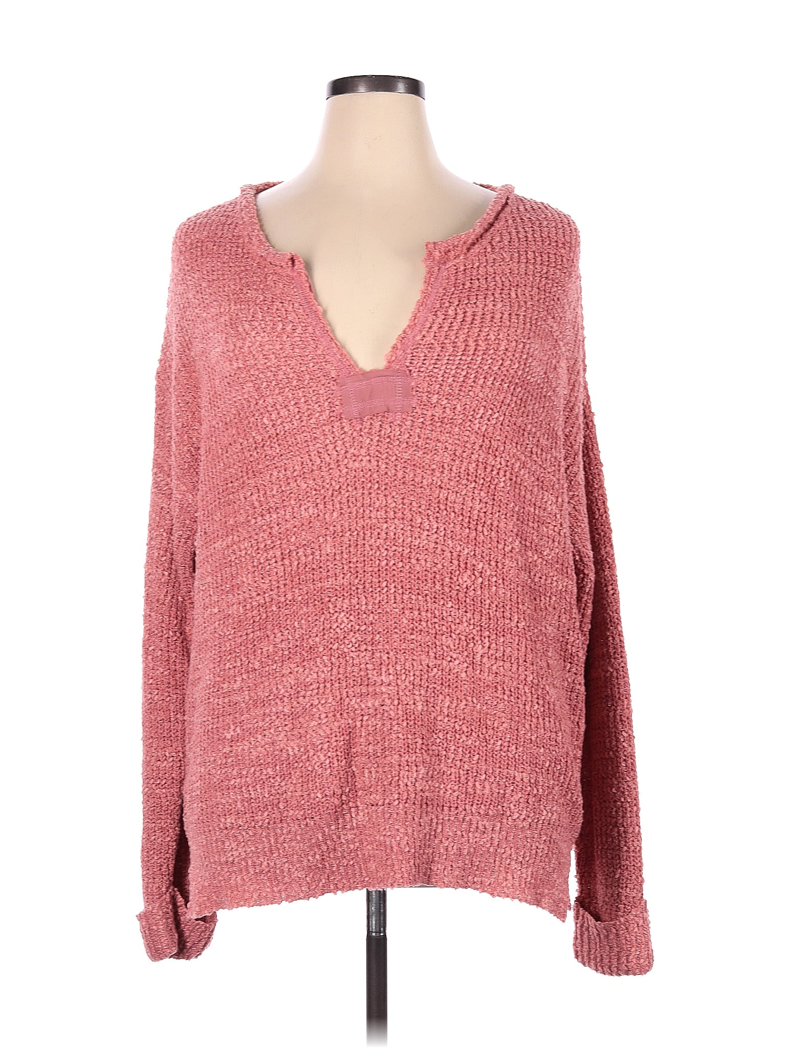Pink Lily Color Block Marled Pink Pullover Sweater Size XL - 62% off ...