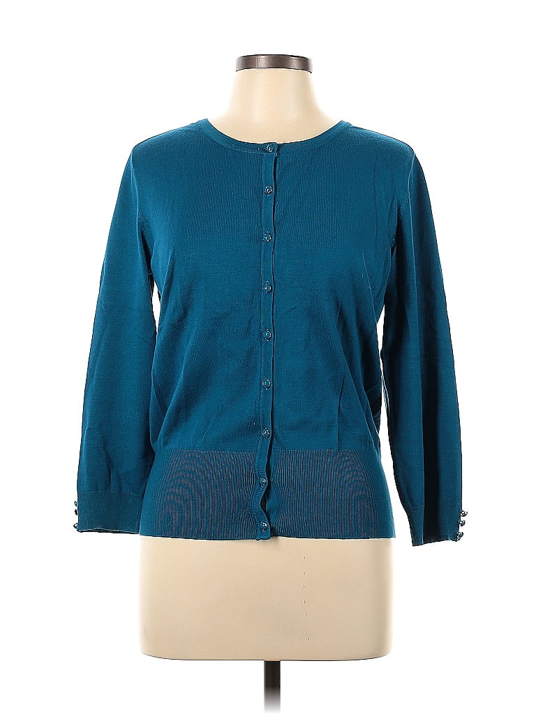 Premise Studio Color Block Solid Teal Cardigan Size L - 78% off | thredUP
