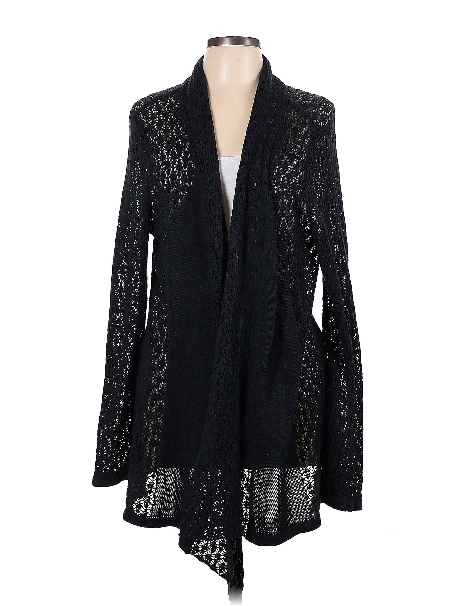 Belldini Color Block Solid Black Cardigan Size 2X (Plus) - 71% off ...