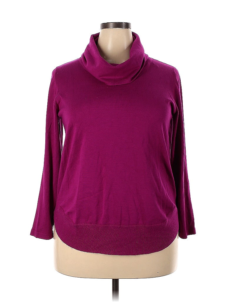 Cyrus Color Block Burgundy Turtleneck Sweater Size 2X (Plus) - 56% off ...
