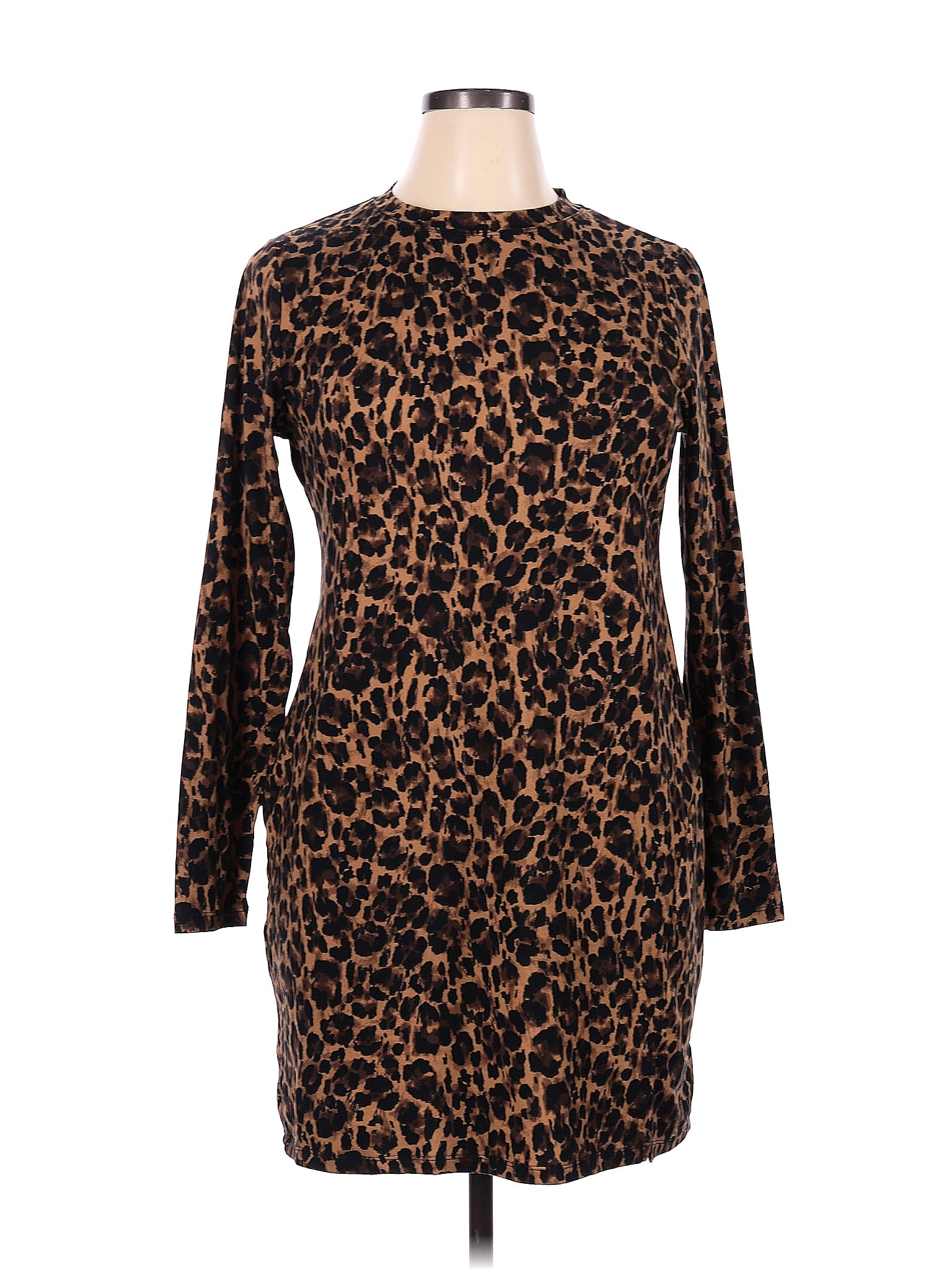 Socialite Leopard Print Multi Color Brown Casual Dress Size 1X (Plus ...