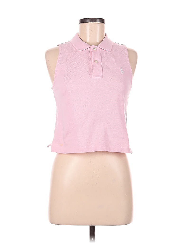 Polo by Ralph Lauren 100% Cotton Solid Pink Sleeveless Polo Size M - 69 ...
