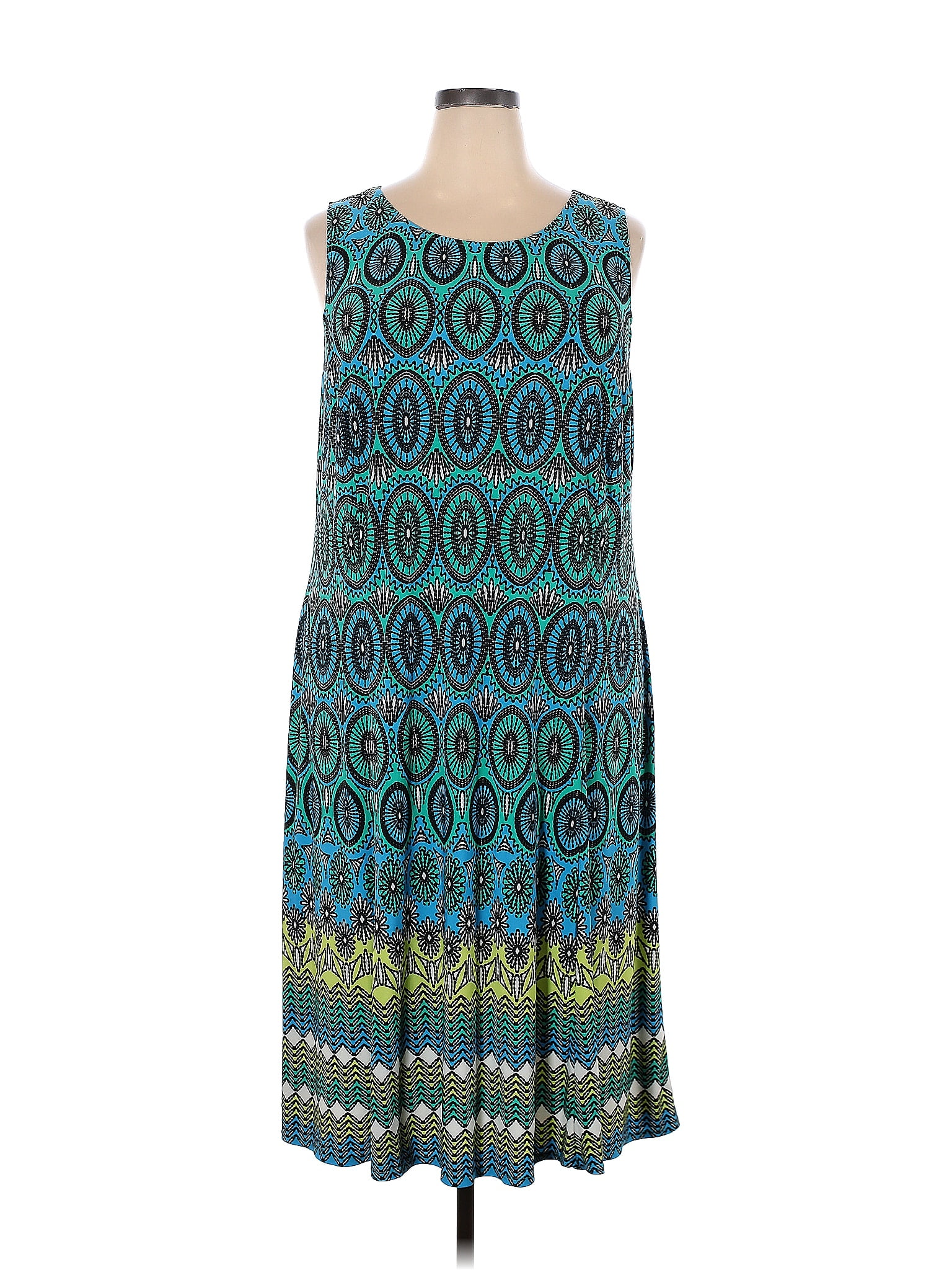 Danny And Nicole Multi Color Teal Casual Dress Size 24 Plus 64 Off