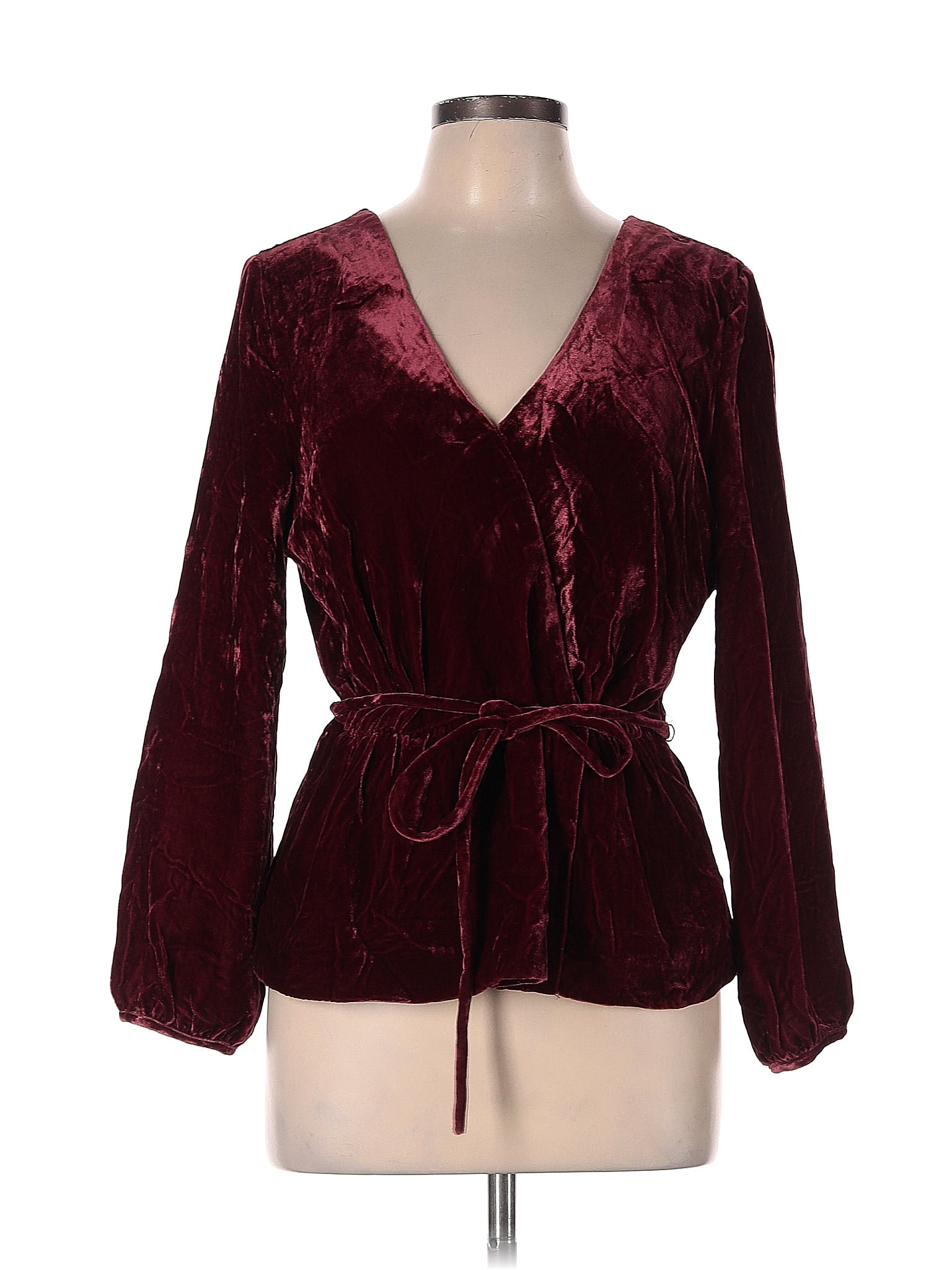 J Crew Solid Burgundy Long Sleeve Blouse Size 12 76 Off Thredup