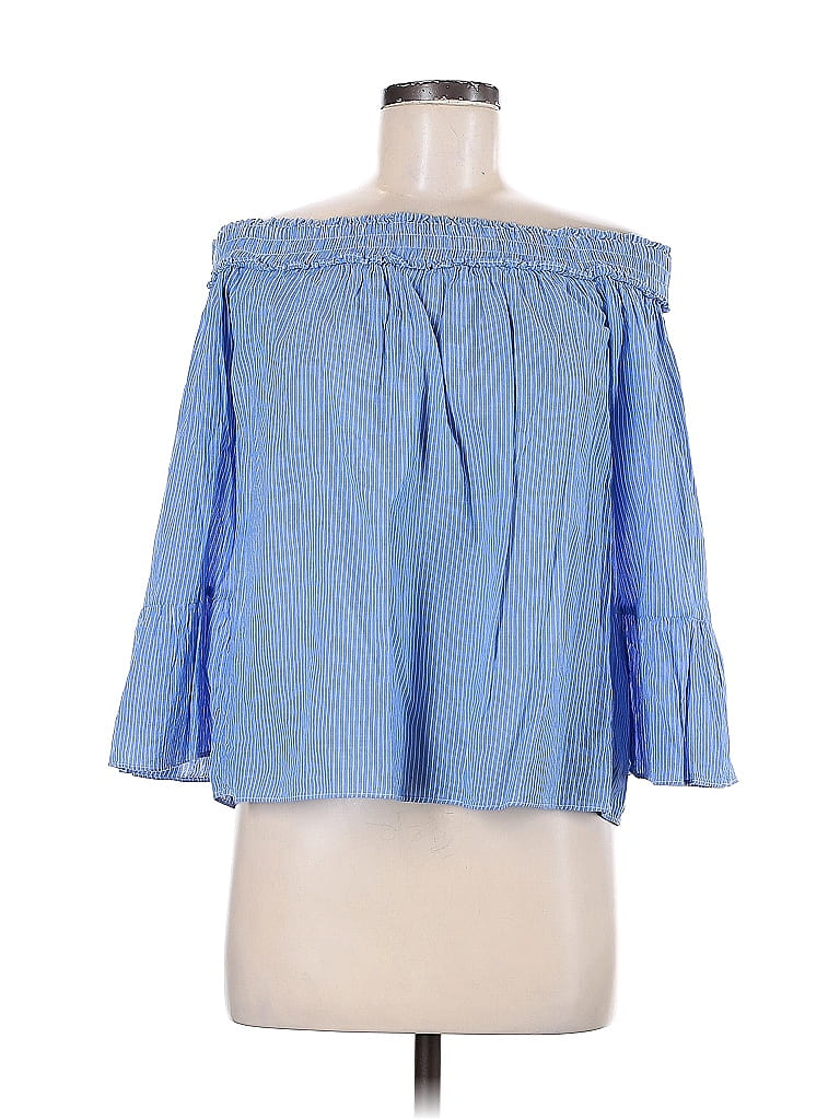 Lilly Pulitzer 100% Cotton Stripes Blue 3/4 Sleeve Blouse Size M - 66% off | thredUP