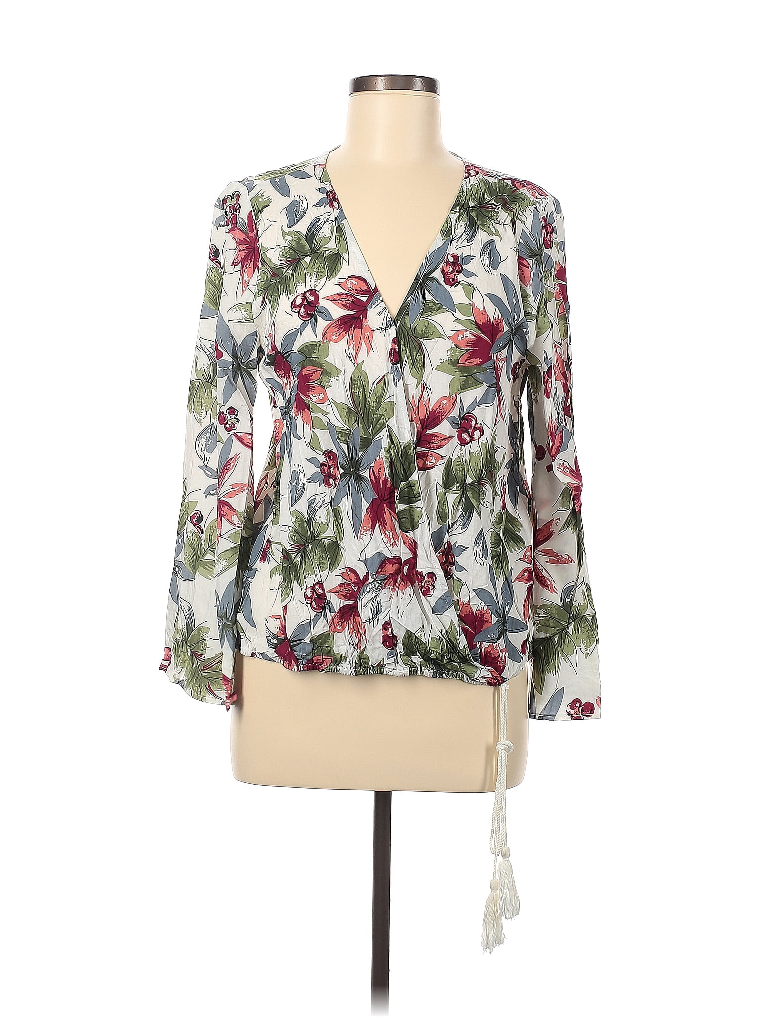 Doe & Rae 100% Rayon Floral Ivory Long Sleeve Blouse Size M - 67% off ...