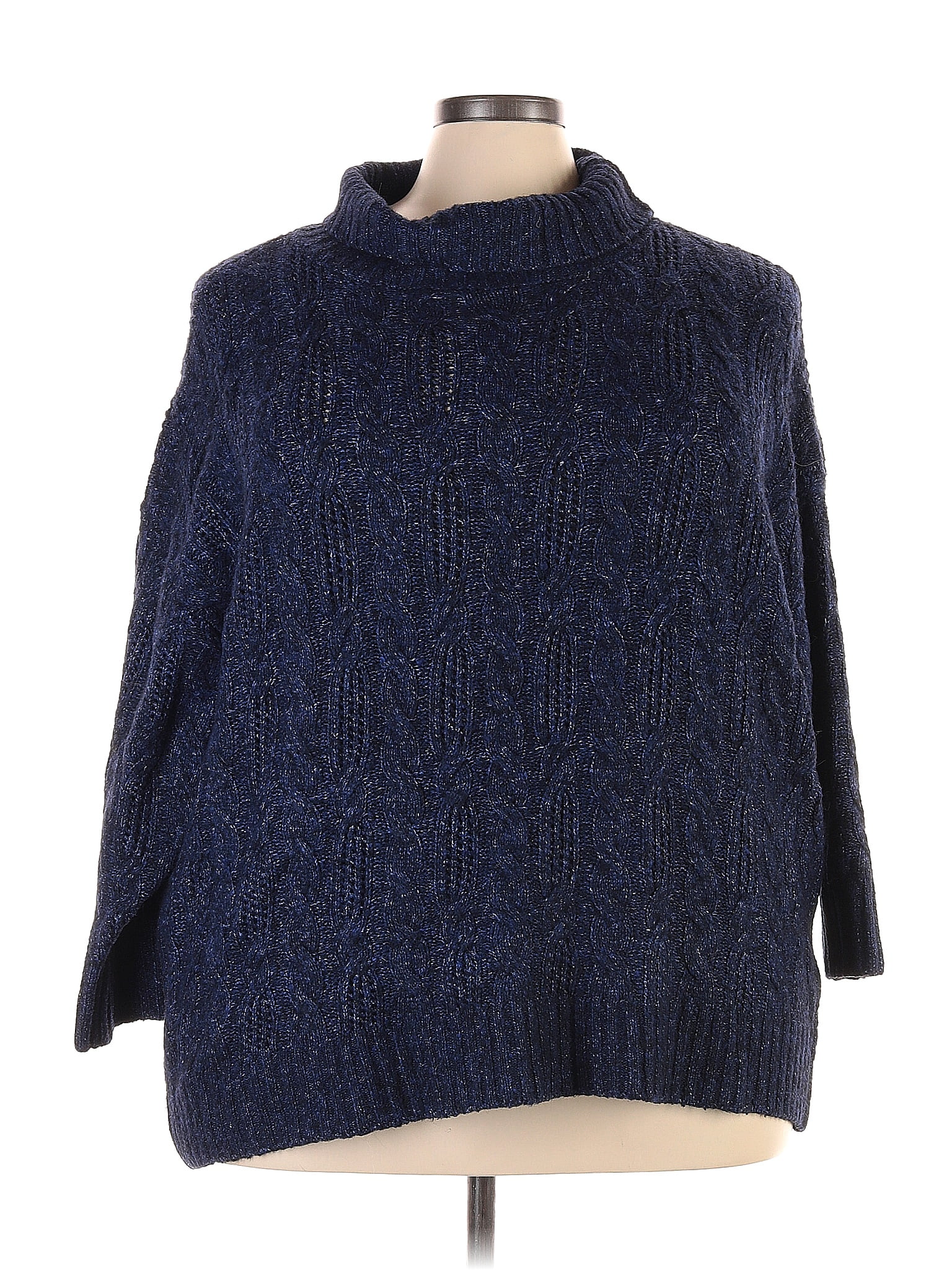 Torrid Color Block Marled Blue Turtleneck Sweater Size 3X Plus (3 ...