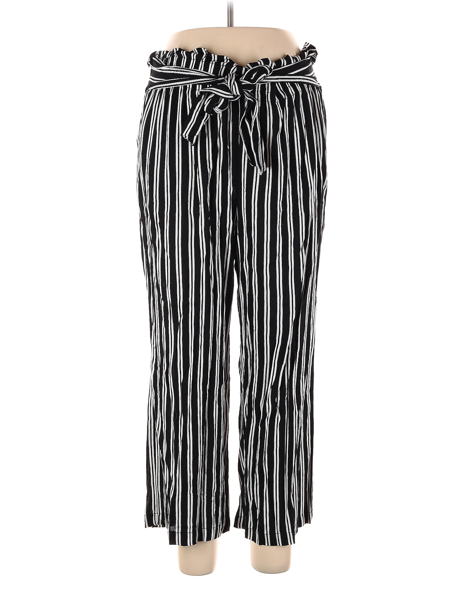 retrology 100% Rayon Stripes Zebra Print Silver Casual Pants Size L ...