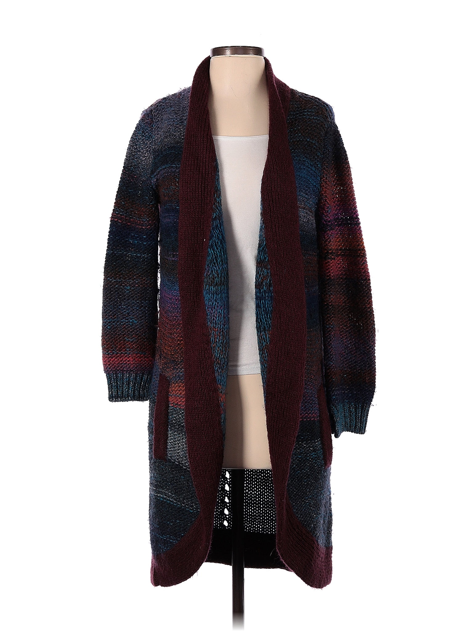 Zadig & Voltaire Color Block Marled Multi Color Burgundy Cardigan Size ...