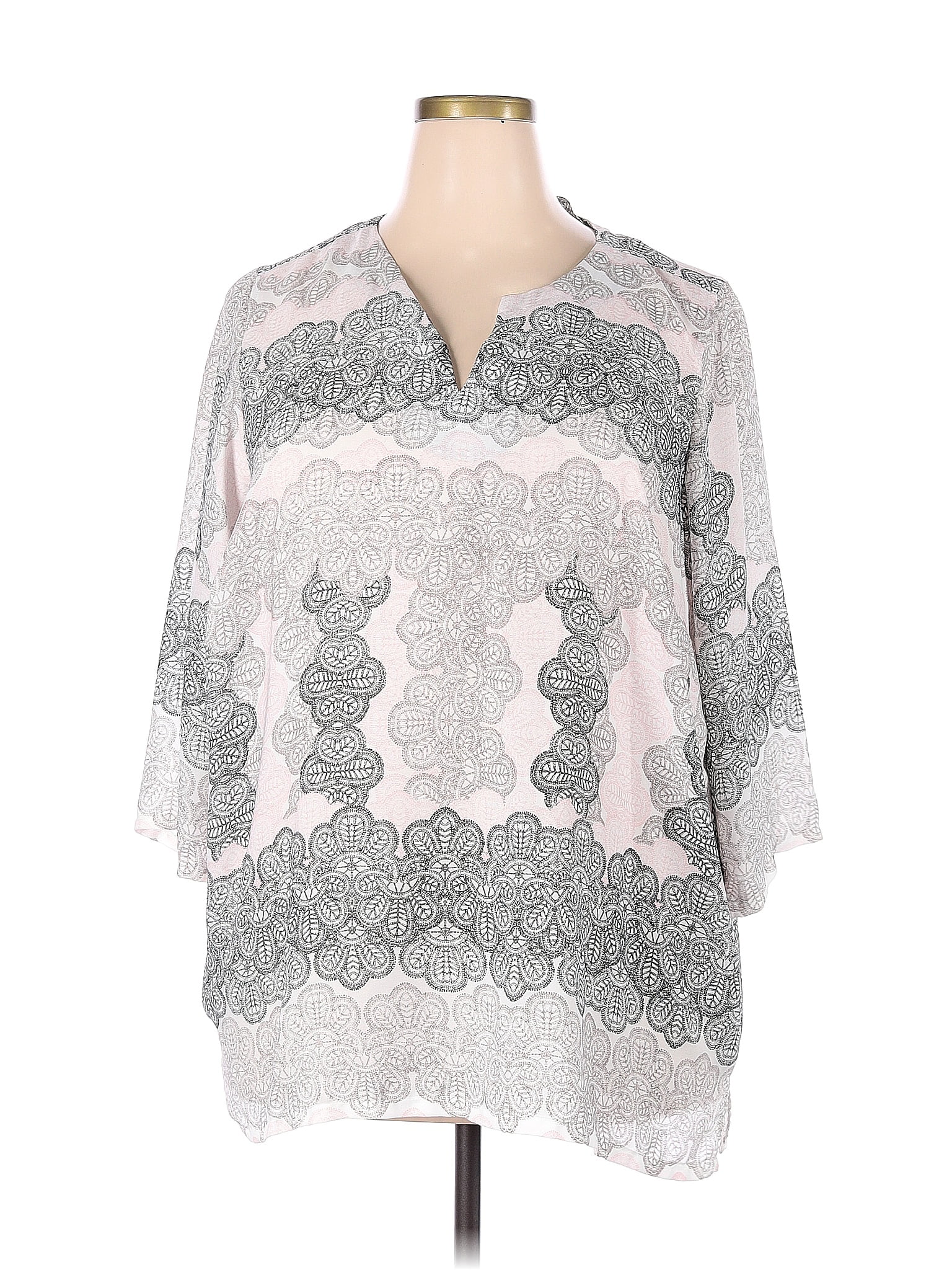 Violet And Claire 100 Polyester Color Block Gray Silver 3 4 Sleeve