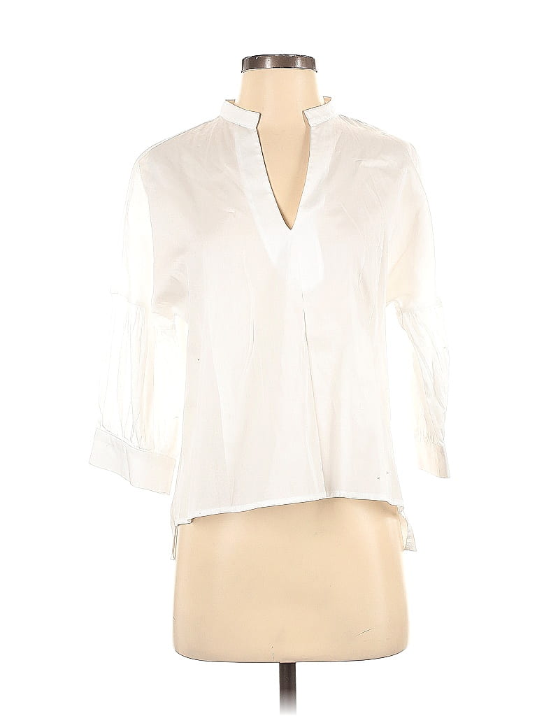 Harshman 100 Cotton Solid White Short Sleeve Blouse Size S 73 Off