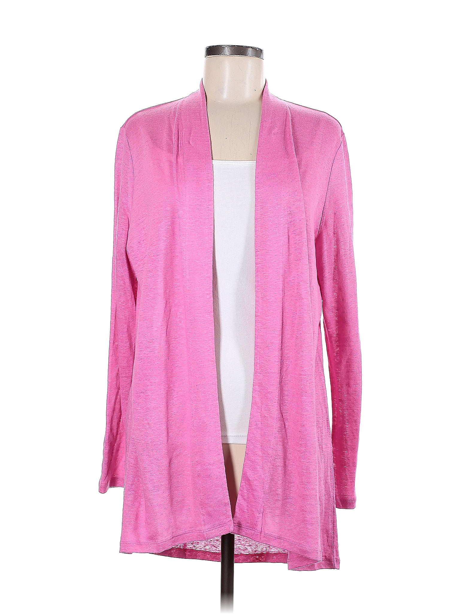 J Jill 100 Linen Color Block Solid Pink Cardigan Size M 71 Off