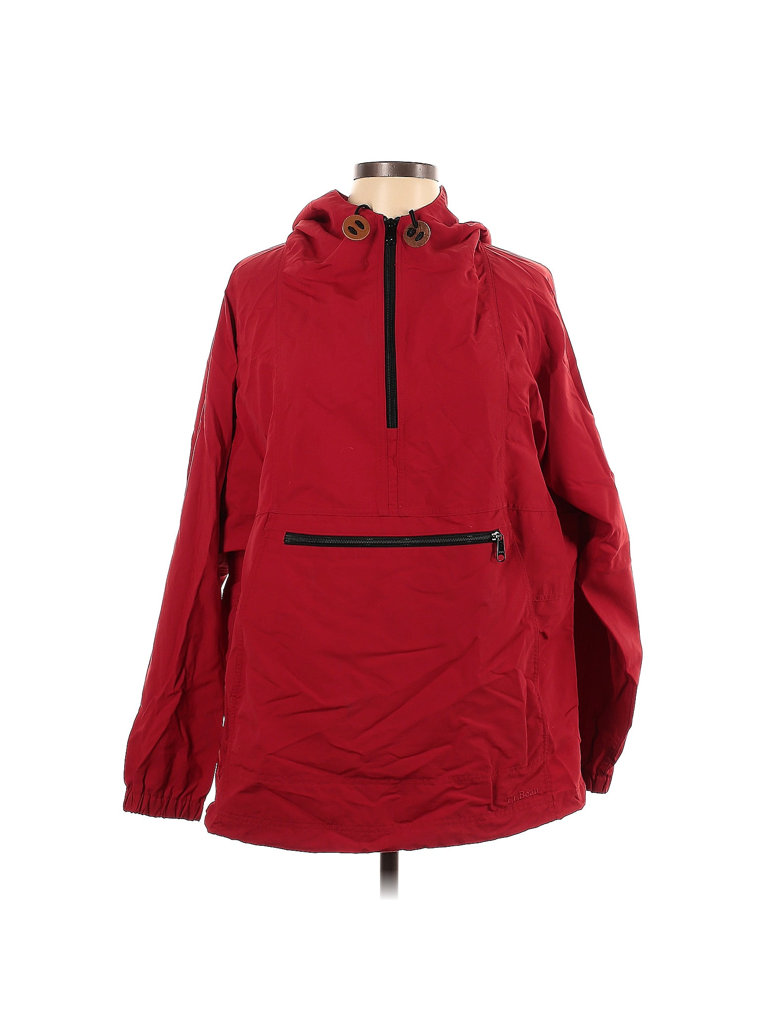 L.L.Bean 100% Nylon Solid Red Jacket Size L - 47% off | thredUP