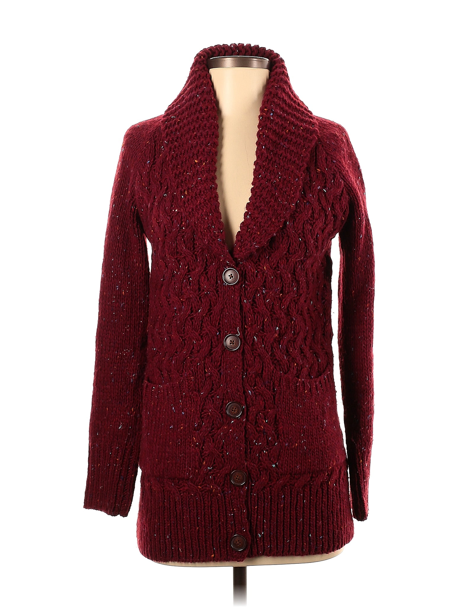 Isabella Sinclair Color Block Solid Red Burgundy Cardigan Size S - 81% ...