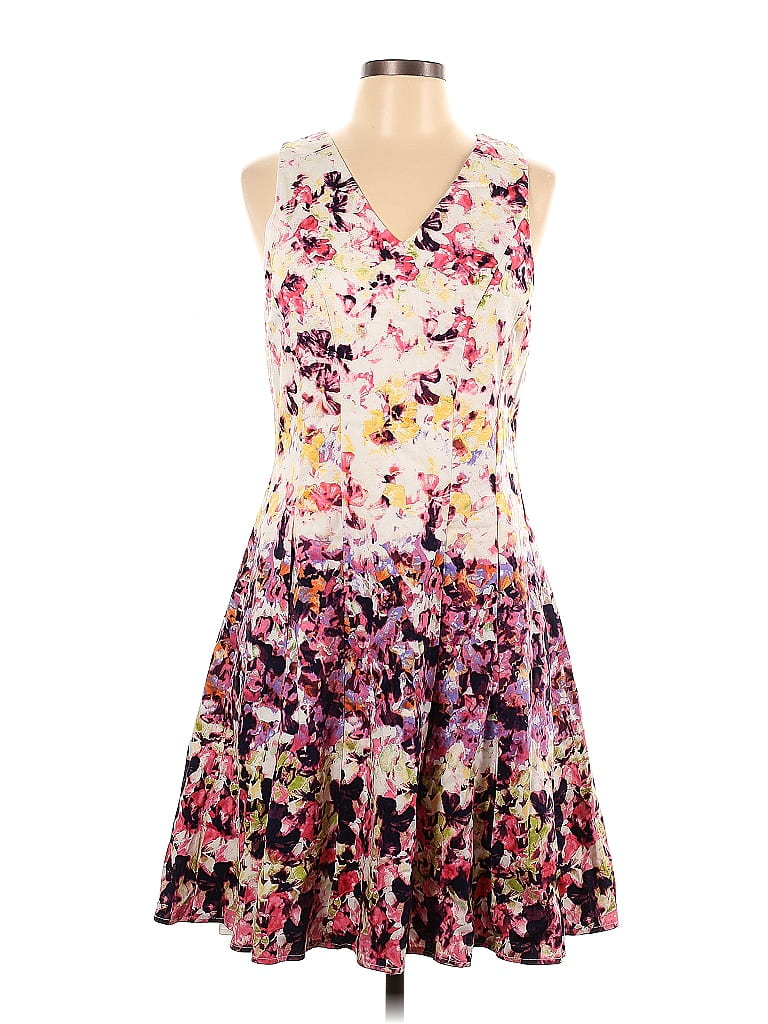 Maggy London Floral Multi Color Purple Casual Dress Size 12 73 Off