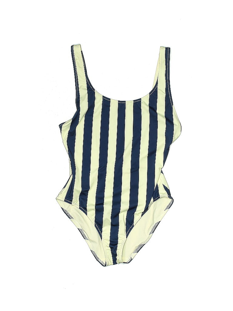 Solid And Striped Stripes Multi Color Yellow One Piece Swimsuit Size M
