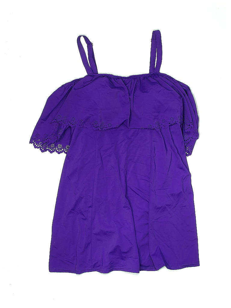 Swimsuits For All Solid Purple One Piece Swimsuit Size 20 Plus 56