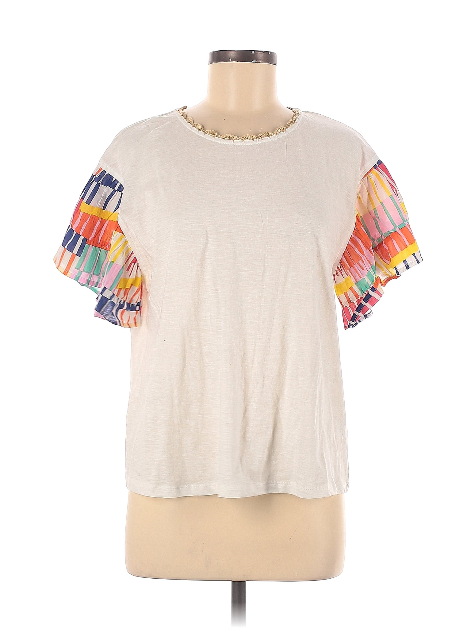 THML 100% Cotton Ivory Short Sleeve Top Size M - 53% off | thredUP