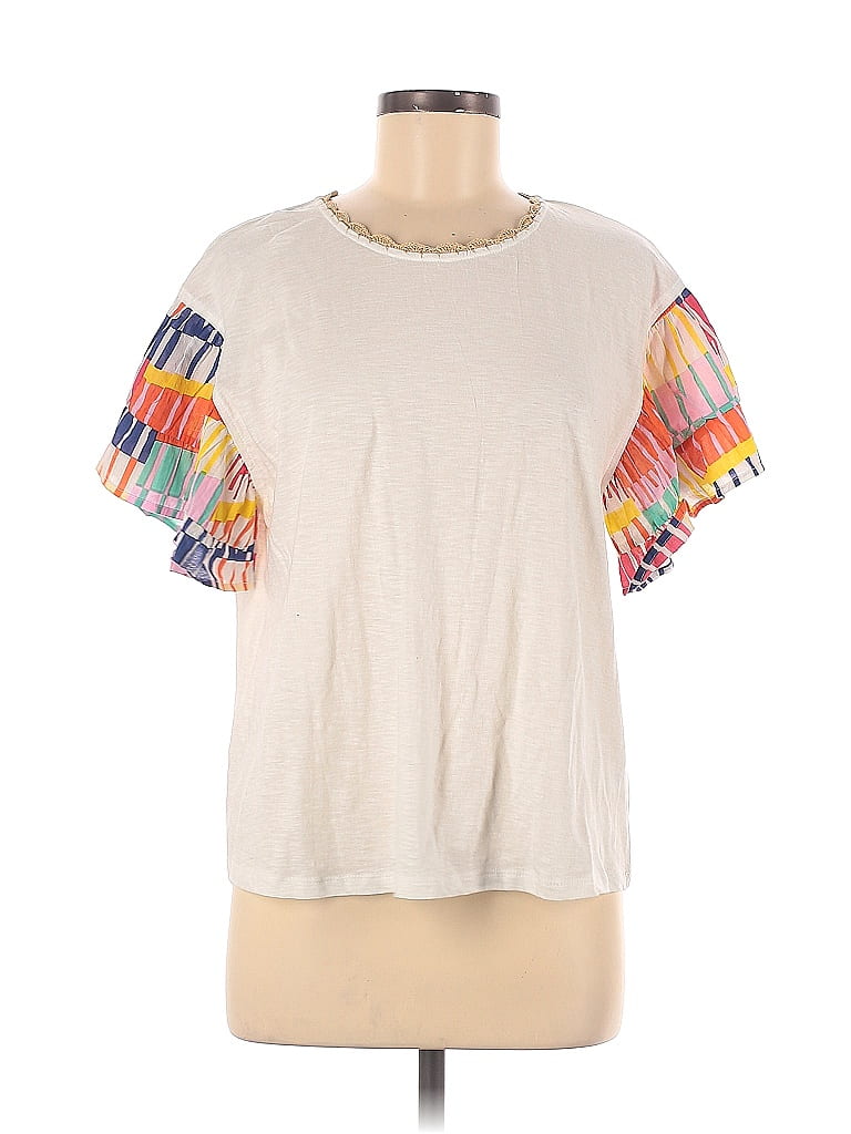 THML 100% Cotton Ivory Short Sleeve Top Size M - 53% off | thredUP