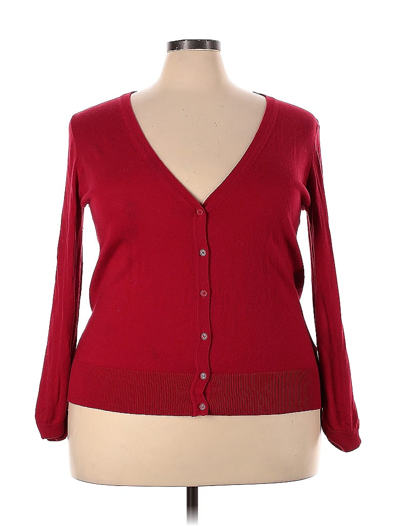 Faded Glory Color Block Solid Red Cardigan Size 20 (Plus) - 56% off ...
