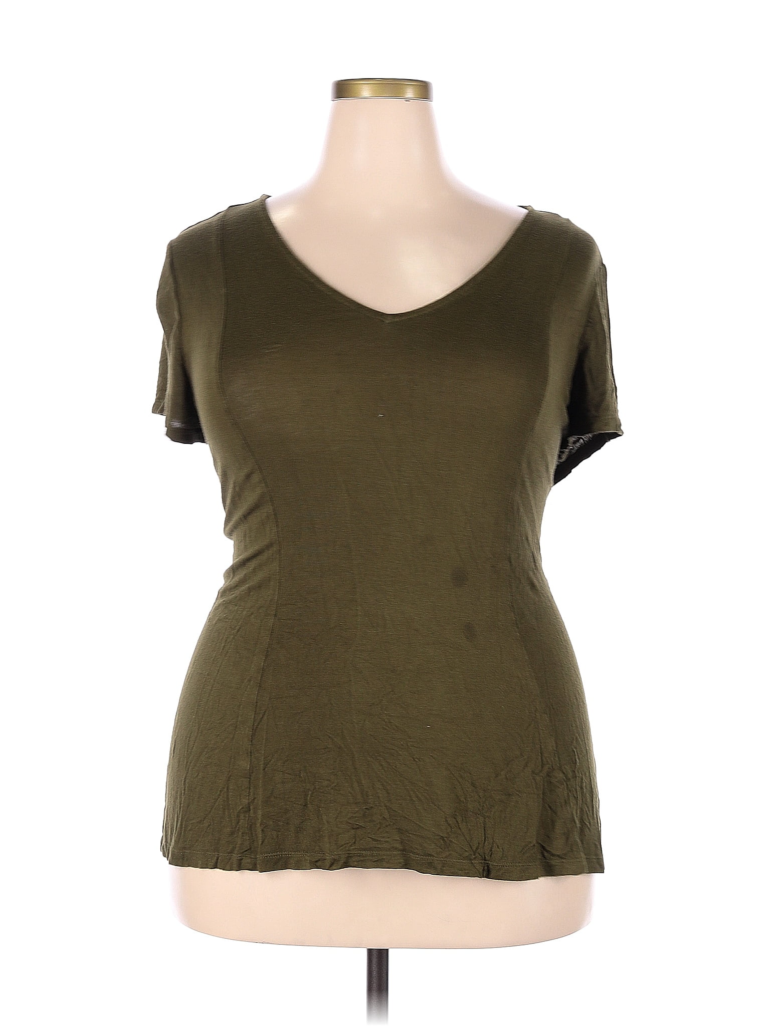 Lane Bryant Solid Green Short Sleeve Blouse Size 18 20 Plus Plus