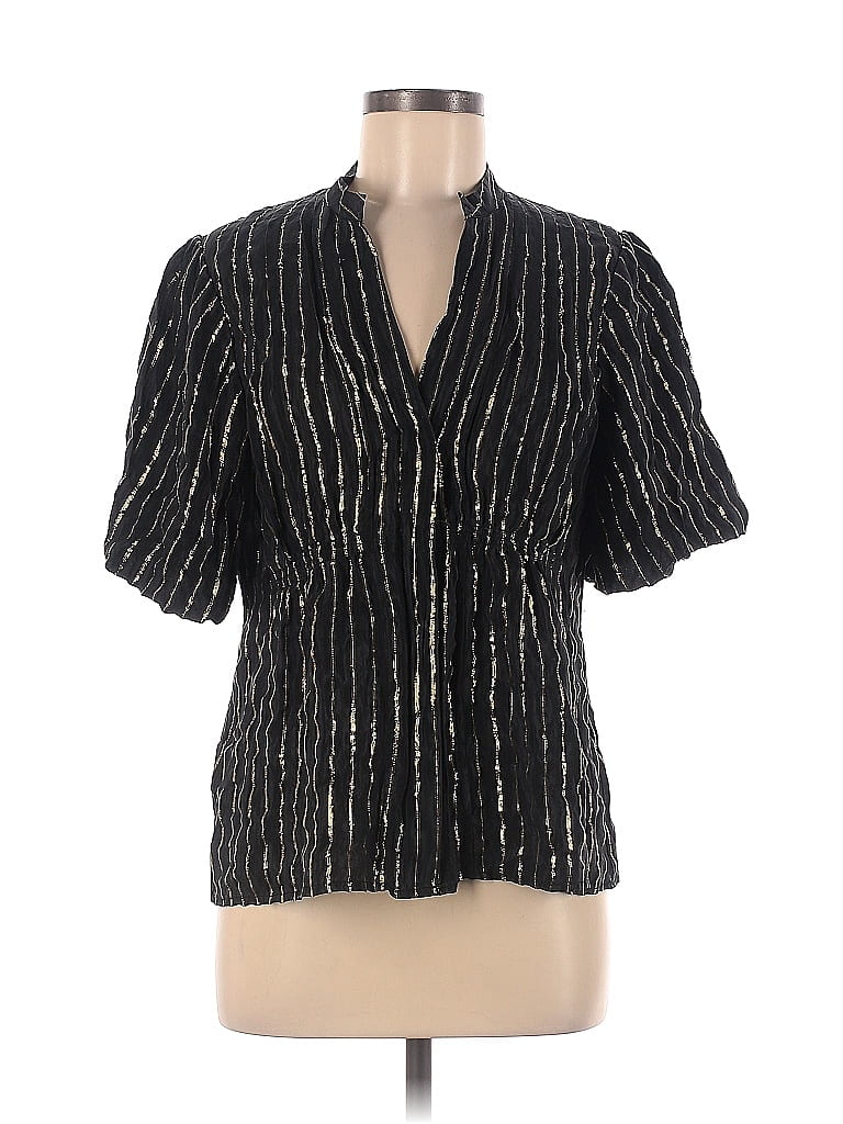 Bcbgmaxazria Stripes Black Short Sleeve Blouse Size M 80 Off Thredup