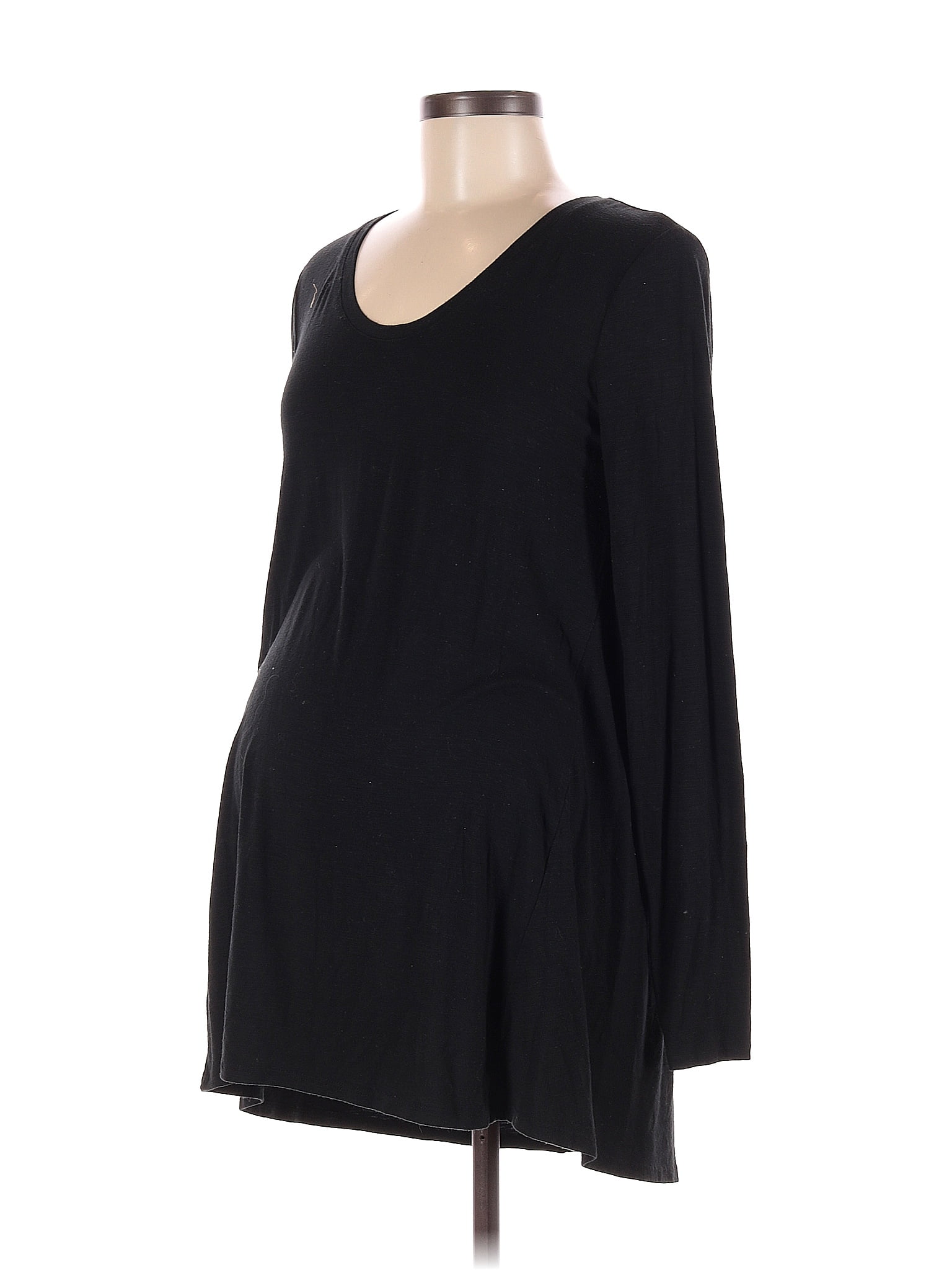Isabel Maternity Solid Black Long Sleeve T-Shirt Size M (Maternity ...