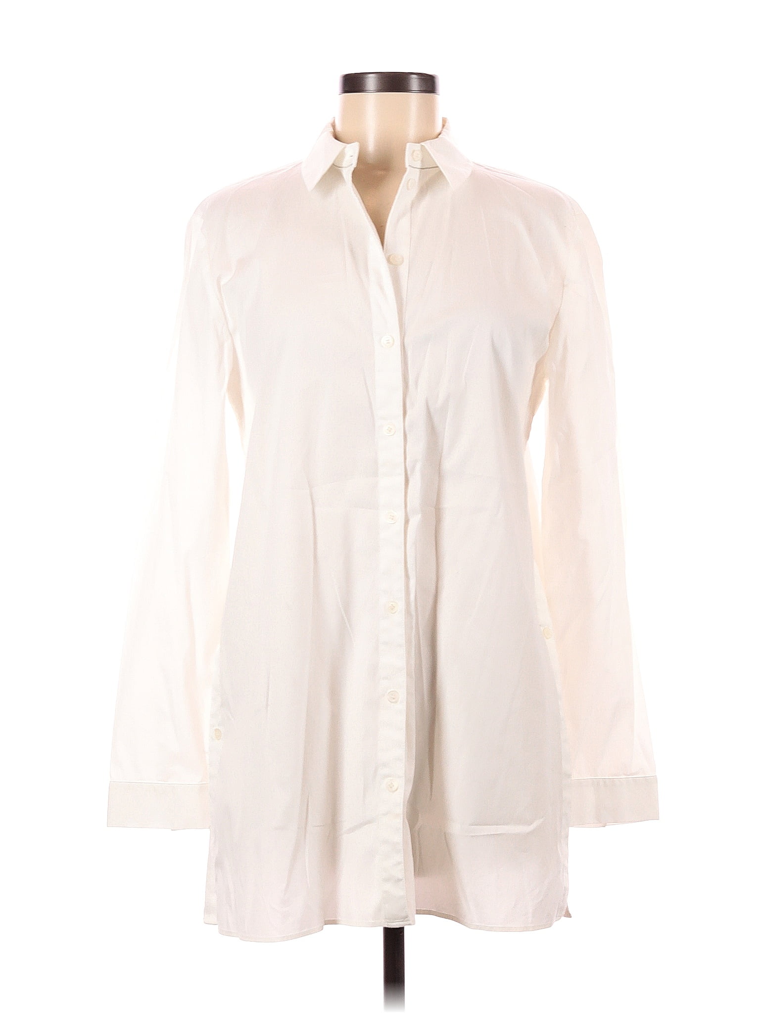 Lafayette 148 New York Solid White Ivory Long Sleeve Blouse Size M - 83% off | thredUP