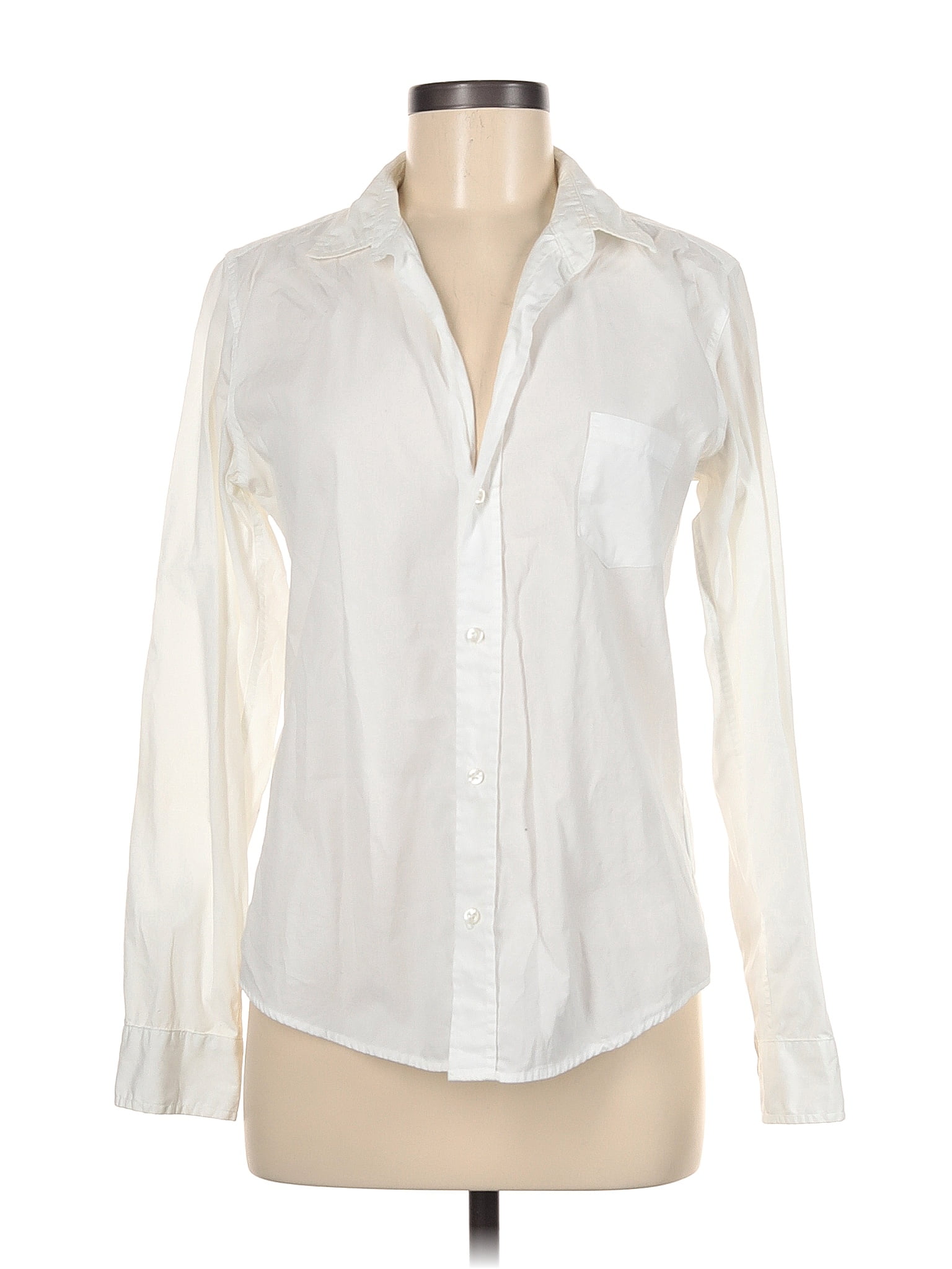 Frank & Eileen 100% Cotton Solid White Ivory Long Sleeve Button-Down Shirt Size M - 75% off ...