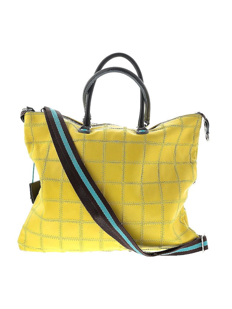 Gabs 100% Leather Color Block Solid Yellow Leather Tote One Size - 66% ...