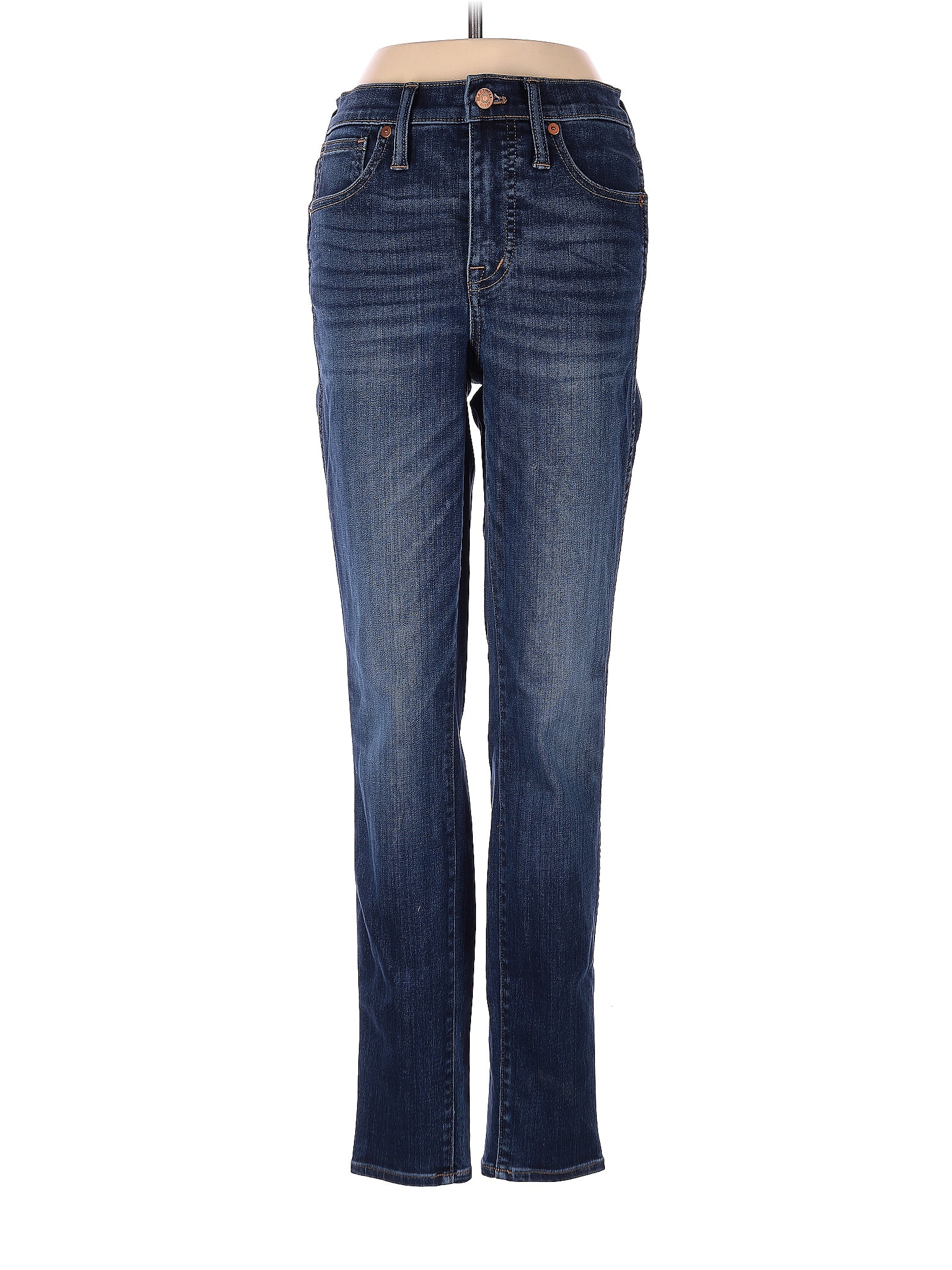 Madewell Solid Blue 10" High-Rise Skinny Jeans in Danny Wash: TENCEL ...