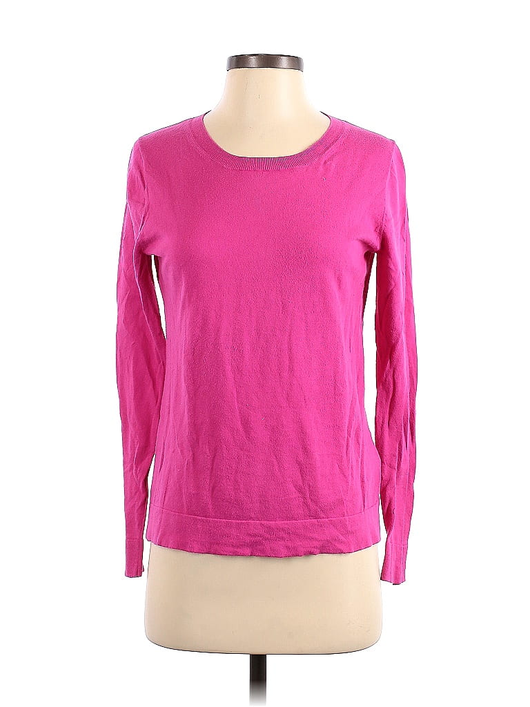 J Crew Factory Store 100 Cotton Color Block Solid Pink Pullover