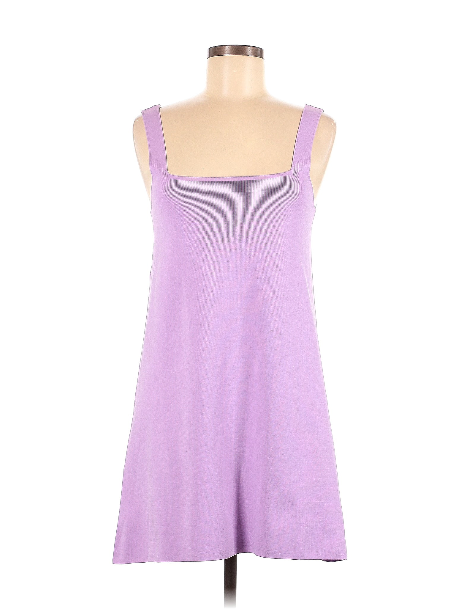 Zara 100 Polyester Solid Lavender Purple Casual Dress Size M 46 Off