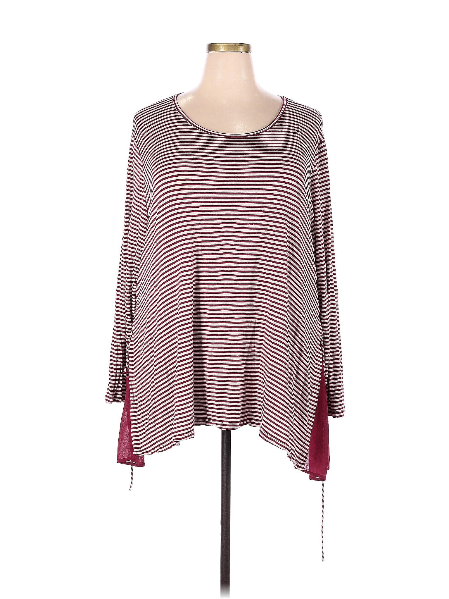 Delancey Studio Stripes Multi Color Burgundy 3/4 Sleeve T-Shirt Size 4X ...
