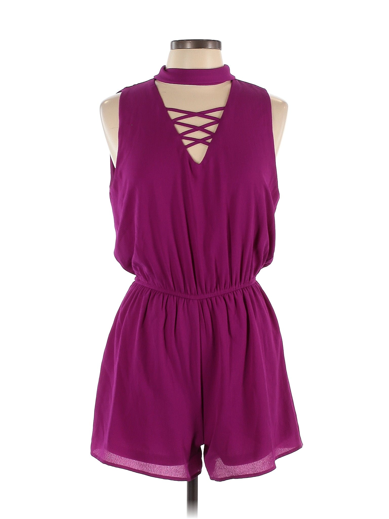 She + Sky Solid Purple Romper Size L - 51% off | thredUP