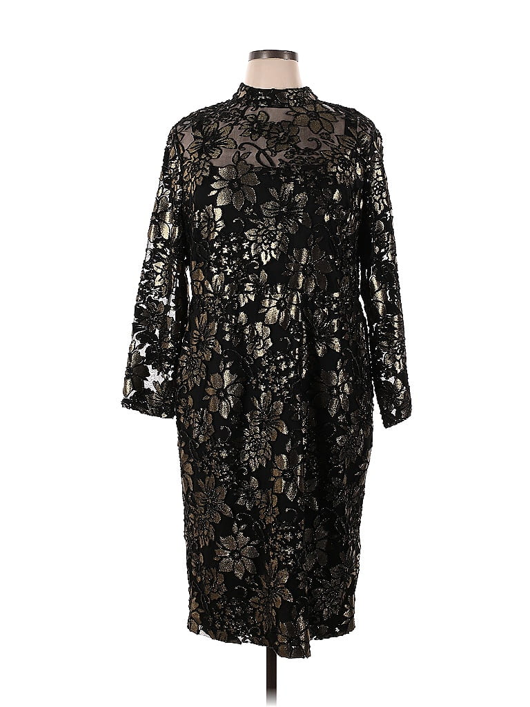 Rachel Rachel Roy Solid Black Metallic Nadia Dress Size 20w Plus 65