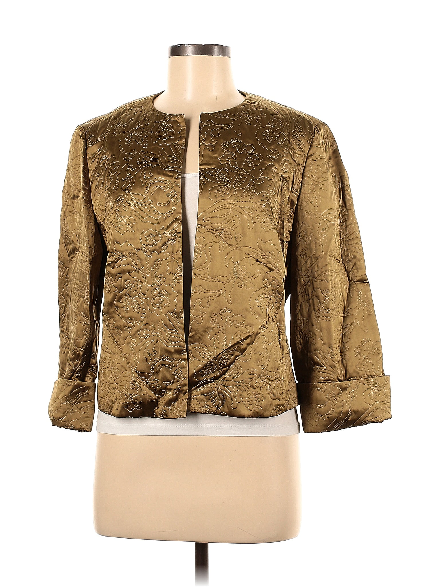 August Max Woman 100% Silk Solid Metallic Gold Silk Blazer Size 2 - 71% off | thredUP