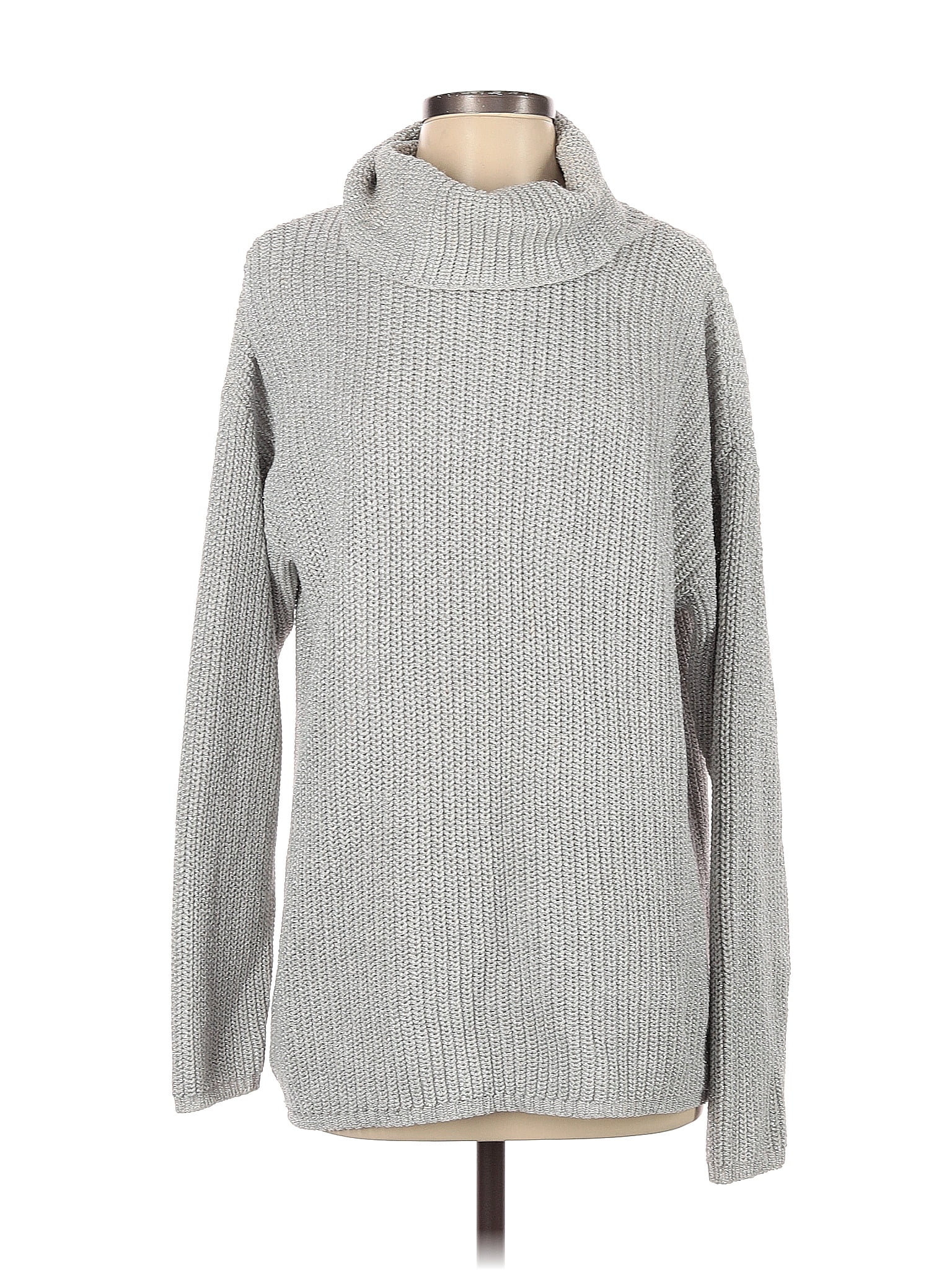 Neiman Marcus Color Block Solid Gray Turtleneck Sweater Size S - 80% ...